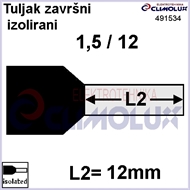 Završni tuljak izolirani 1,5/12 crni