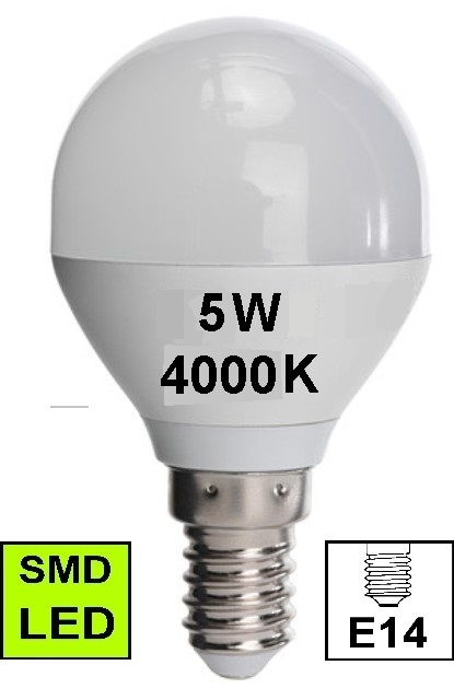 LED bulb Mini Globe style E14 5W, 4000K - CLIMOLUX-elektrotehnika