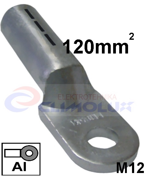 Non-insulated aluminum ring-tube terminal 120 mm2 M12 - CLIMOLUX ...
