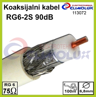 Koaksijalni kabel RG6 75ohm, 6,8mm, bijeli OP